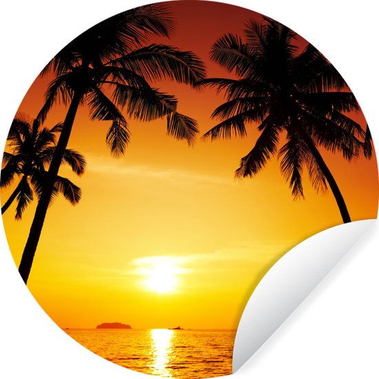 Behangcirkel - Strand - Zee - Zonsondergang - Palmboom - Tropisch - Zelfklevend behang... | bol
