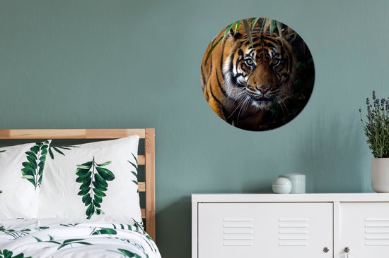 Behangcirkel - Behangcirkel zelfklevend - Behangsticker - Tijger - Bladeren - Jungle -... | bol