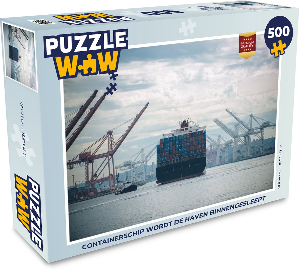 Puzzle Le porte-conteneurs est remorqué dans le port avec un remorqueur ...
