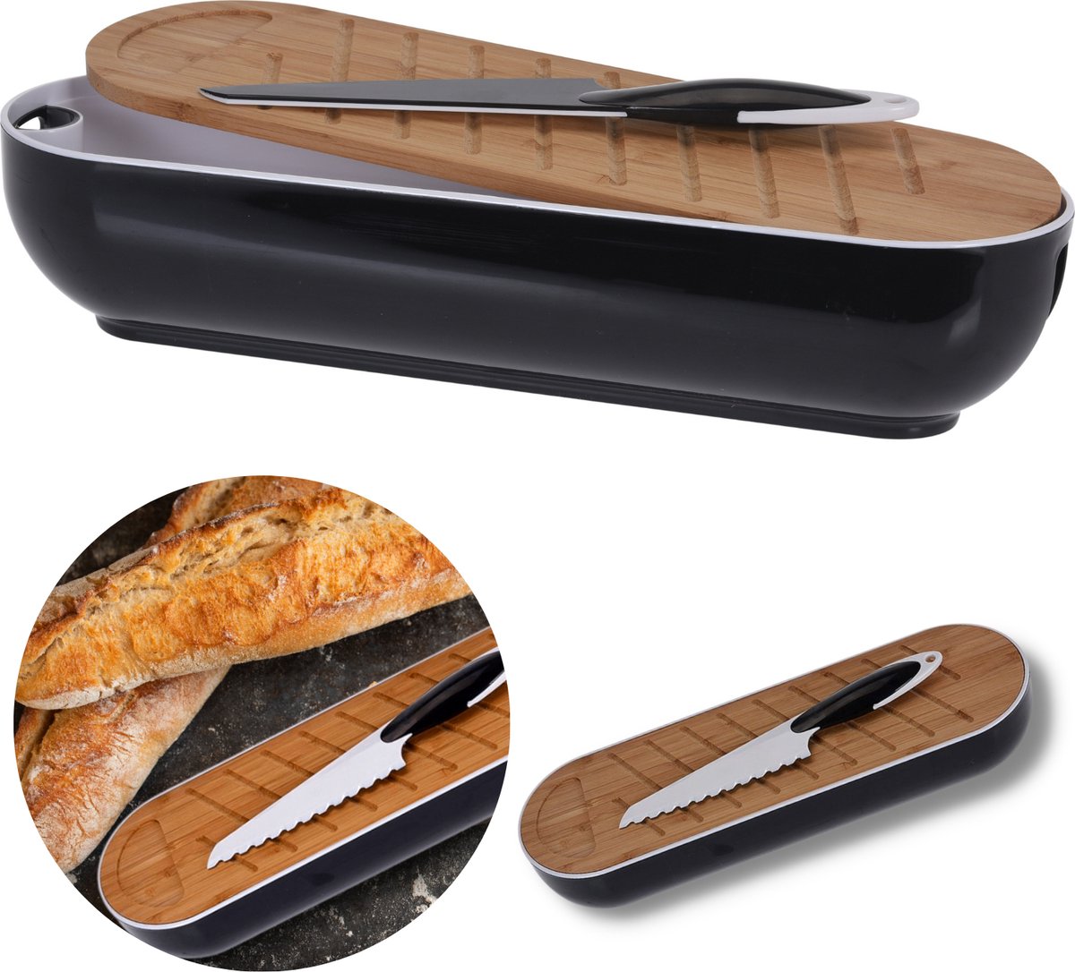Cheqo® Stokbrood Snijplank met Broodmes - Stokbroodsnijder met ...