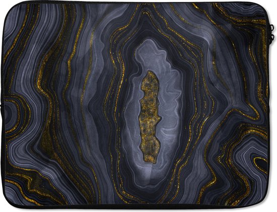 Laptophoes 15.6 inch - Geode - Agaat - Black & gold - Laptop sleeve ...
