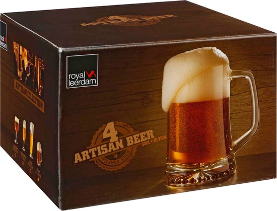 Bierglazen/bierpullen - 20x stuks - handvat - transparant - 320 ml - 9 x 12 cm | bol