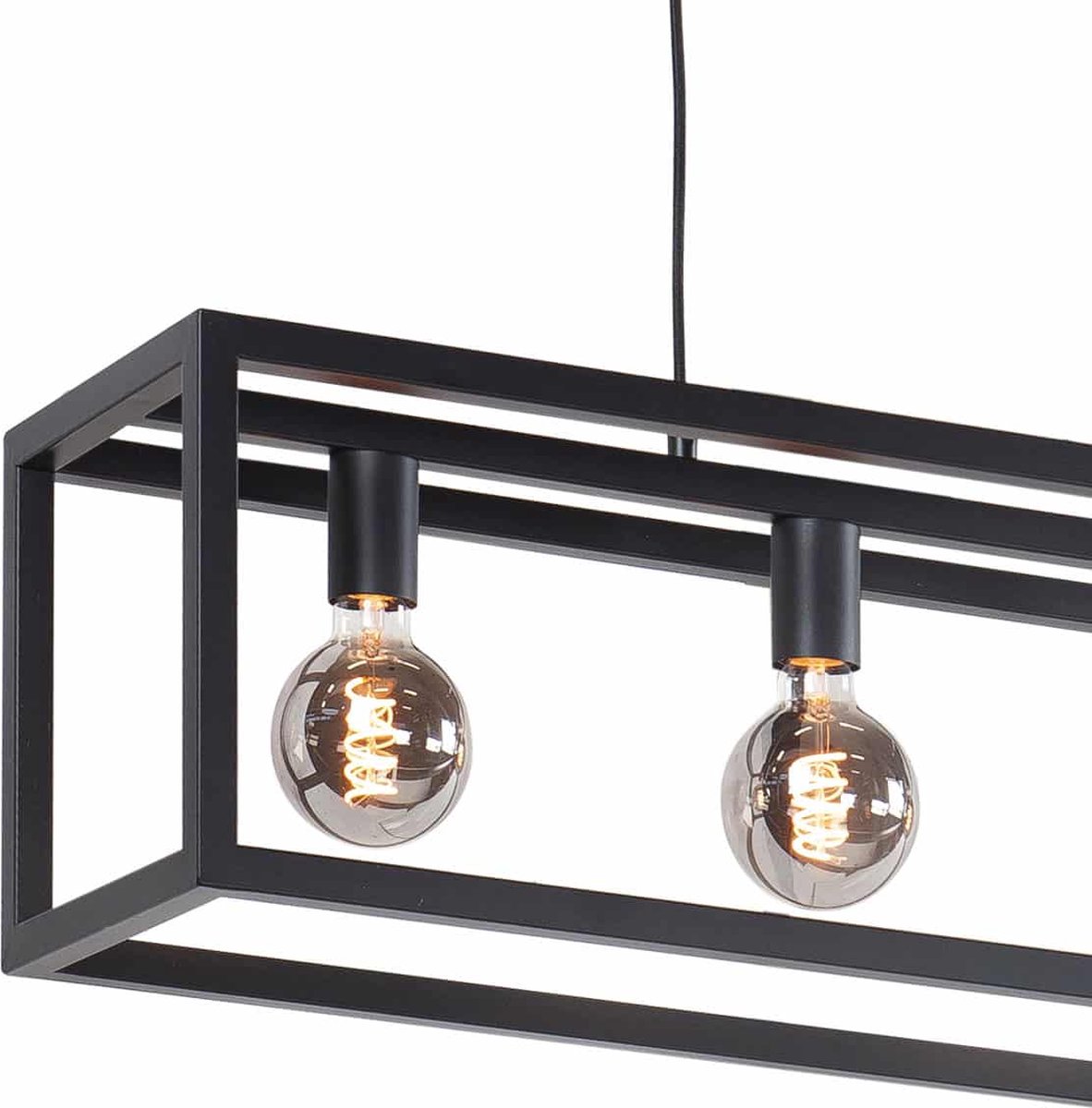 Zwarte rechthoekige hanglamp | 5 lichts | zwart | metaal | in hoogte ...