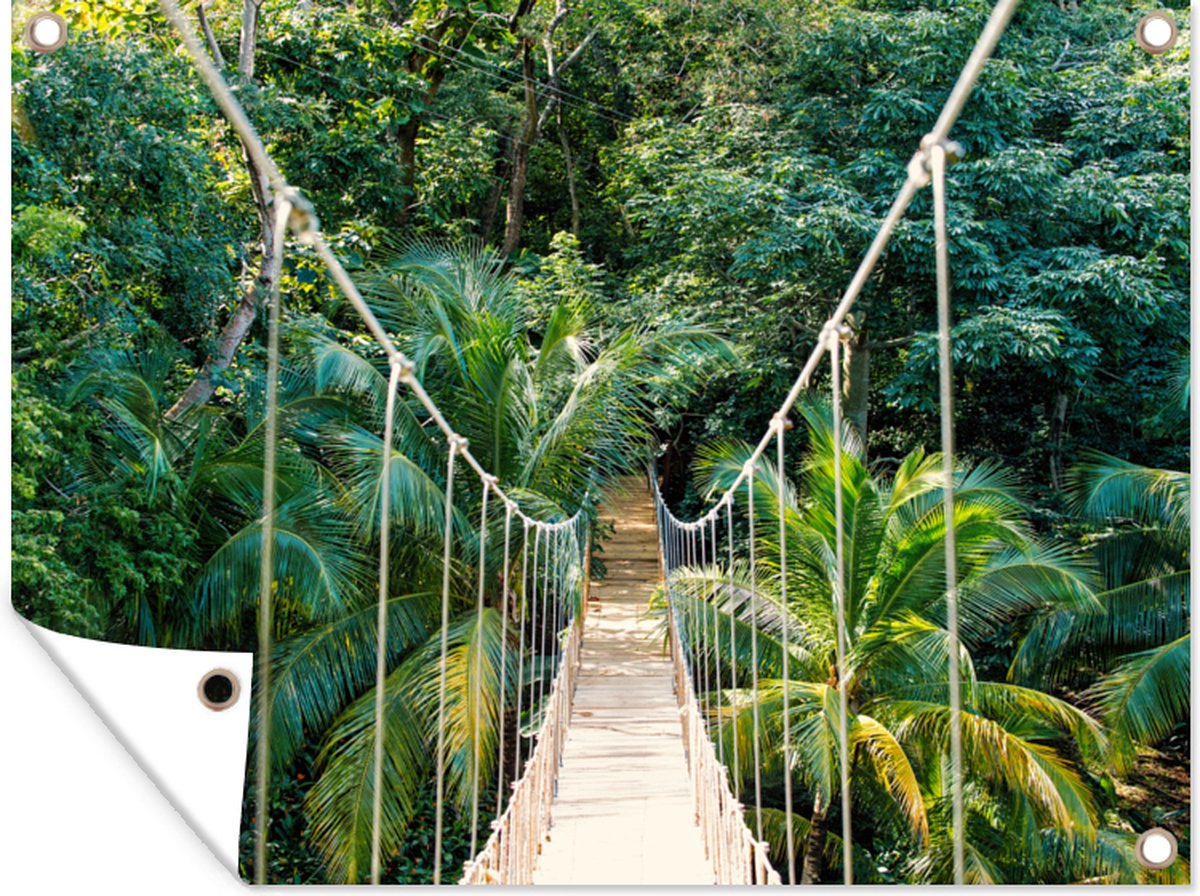 Tuin decoratie Jungle - Palmboom - Brug - Natuur - Planten - 40x30 cm ...