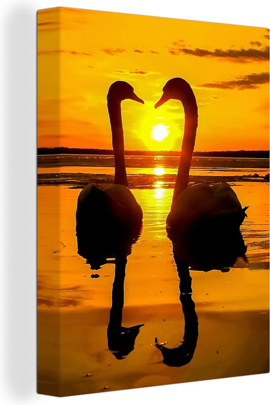 OneMillionCanvasses - Canvas - Schilderij - Zwaan - Zonsondergang - Water - Vogel -... | bol