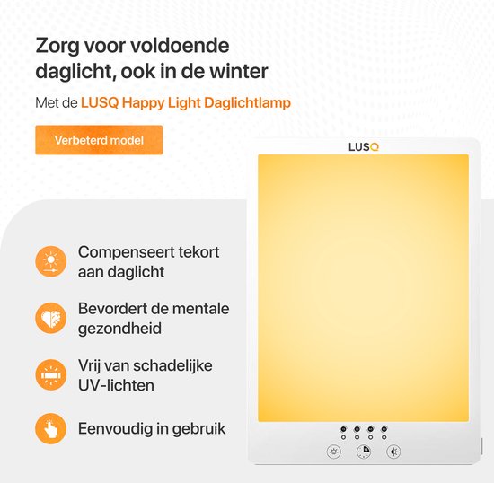 LUSQ® Daglichtlamp - 12.000 LUX - Wit - LED Lichttherapie - Daglicht ...