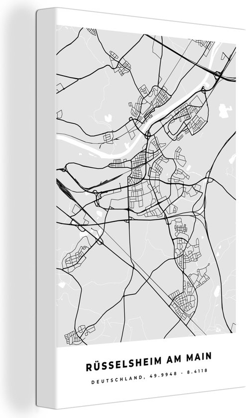 Canvas Schilderij Duitsland - Rüsselsheim Am Main - Kaart - Stadskaart ...