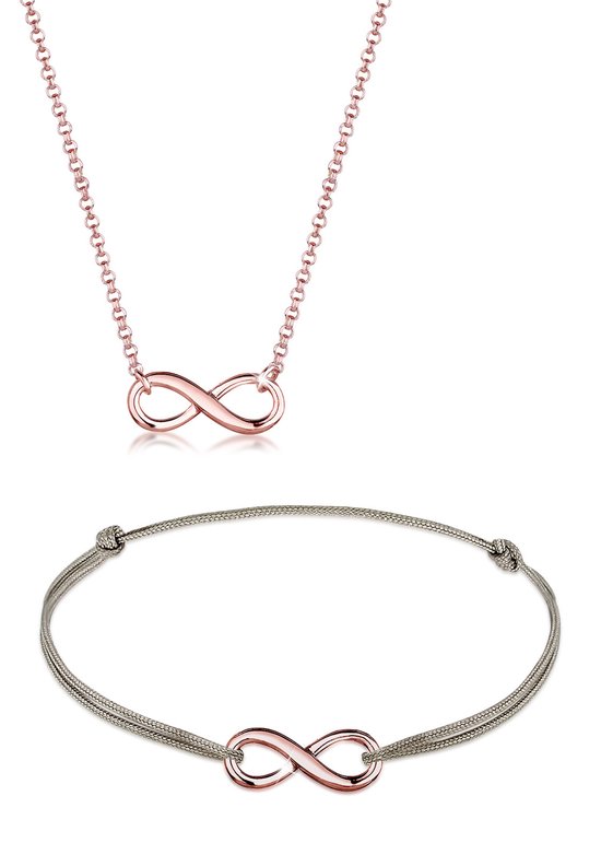 Elli Dames Sieraden Set Dames Infinity in 925 Sterling Zilver Rose Goud ...