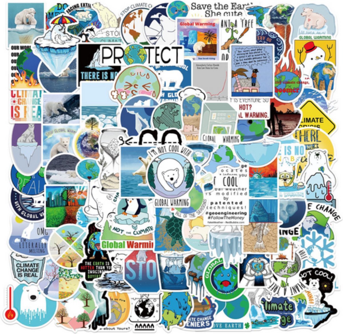 Winkrs - 100 klimaat stickers Save the earth/klimaatverandering ...