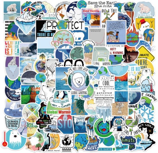 Winkrs - 100 klimaat stickers Save the earth/klimaatverandering/activist - Stickers... | bol