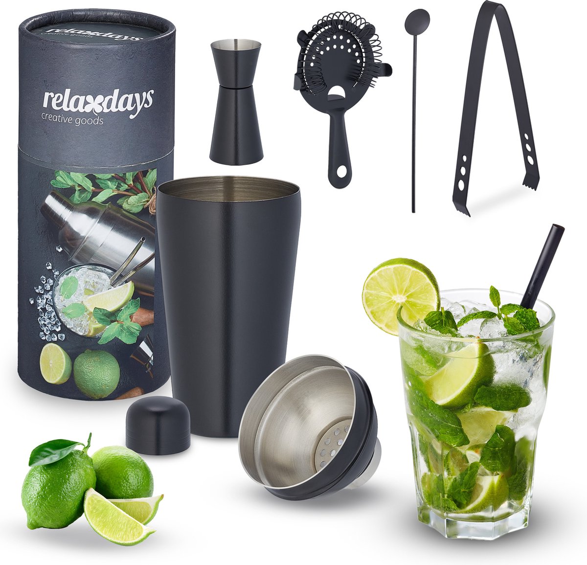 Relaxdays cocktail set - 5-delig - barmaatje - shaker - 500 ml ...