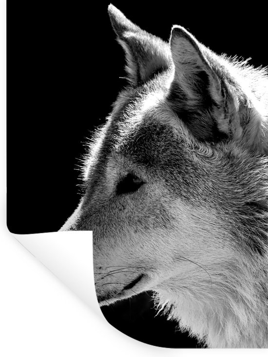 Muurstickers - Sticker Folie - Wilde dieren - Wolf - Zwart - Wit - 120x160 cm -... | bol