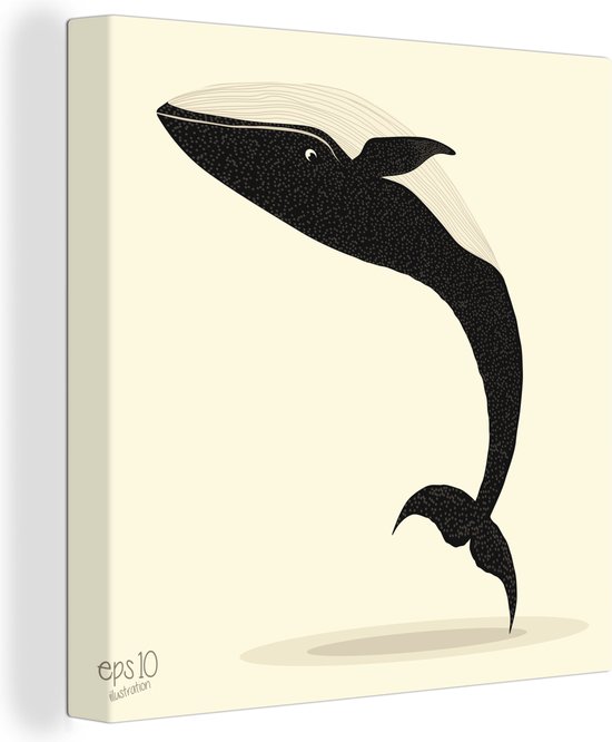 Canvas Schilderij Een illustratie van een walvis die op de kop zwemt ...