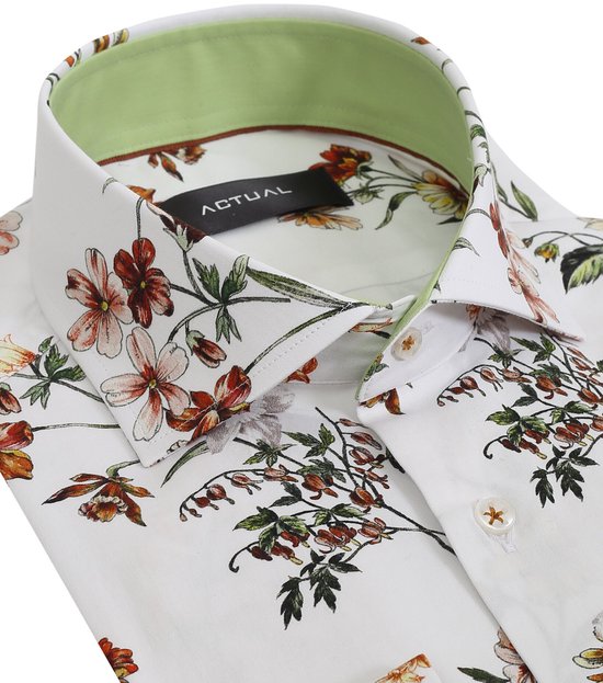OVERHEMD SATIN PRINT 25-036 WHITE | bol