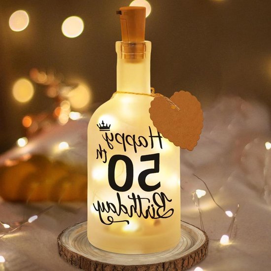 Flessenlicht met LED-verlichting voor 50e verjaardag - lichtketting met ...