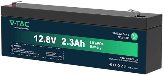 V-TAC VT-12.8V 2.3AH-L Elektrisch systeem - 2.3AH LiFePO4 batterijen ...