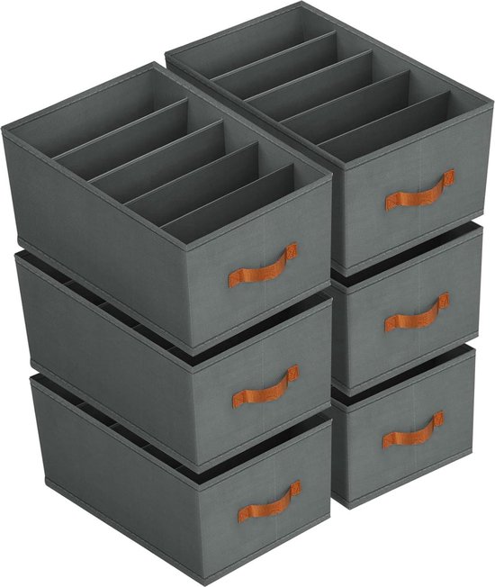 Kast Organizer kledingkast - opgeruimd - 6 stuks - grijs - textiel | bol