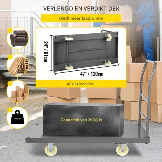 Winkelwagen - Trolley Platform Truck - Nylon Wielen - Winkel Kar - 5 ...