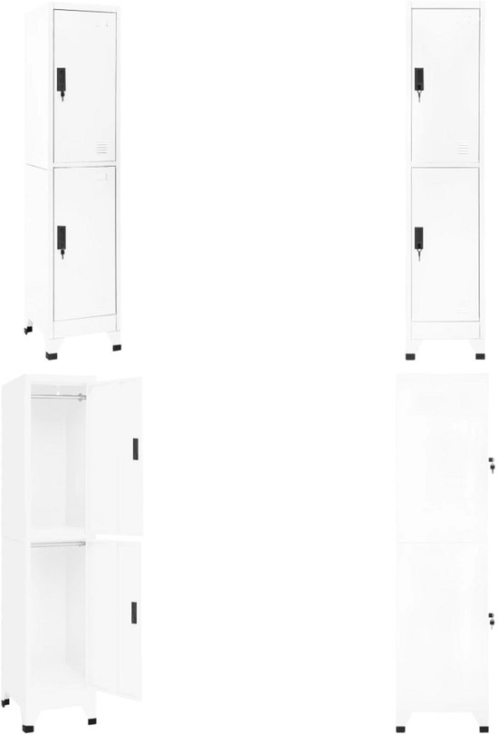 vidaXL Lockerkast 38x45x180 cm staal wit - Lockerkast - Lockerkasten ...