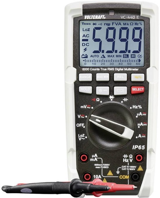 VOLTCRAFT VC-440 E Multimeter Digitaal Sproeidicht (IP65) CAT III 1000 ...
