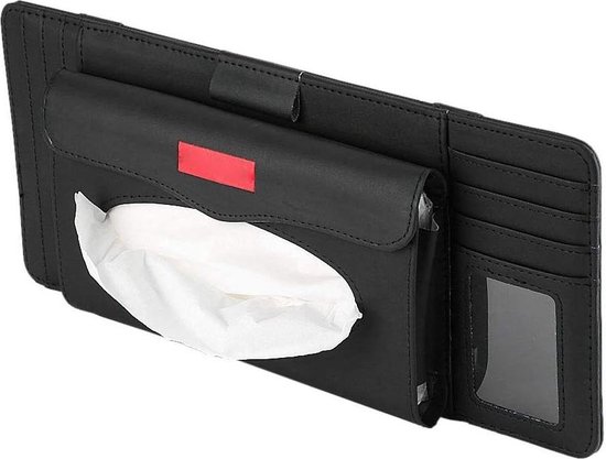 Lederen autotissue box - zonnescherm en handdoekbox met lederen ...