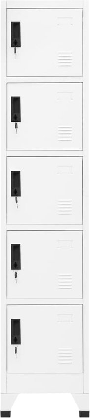vidaXL Lockerkast staal wit - 5 deuren - 38x40x180 cm Lockerkast ...