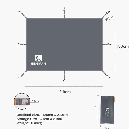 Multifunctioneel Tentzeil - Waterdicht en duurzaam - 1 stuk - Grijs ...