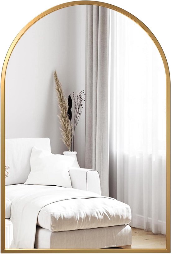 Ronde boogwandspiegel met aluminium frame - make-upspiegel - 1 stuk ...