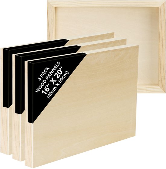 Houten Kunstpanelen voor Creatieve Expressie - Set van 4, 40 x 50 cm ...