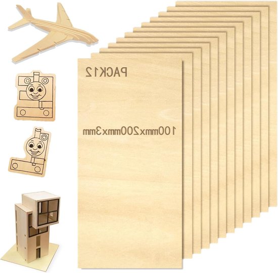 VD WEIDE ENTERPRISE - Set van 12 houten platen - multiplex balsa - 3 mm ...