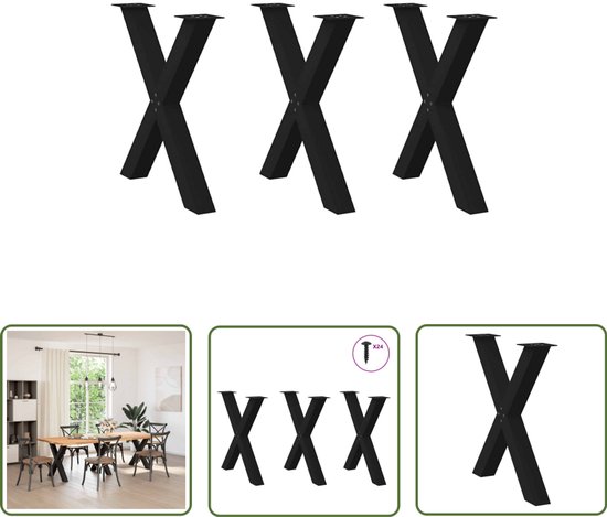 vidaXL Eettafelpoten X-vormig Staal Zwart Eettafelpoten - Tafelpoten ...