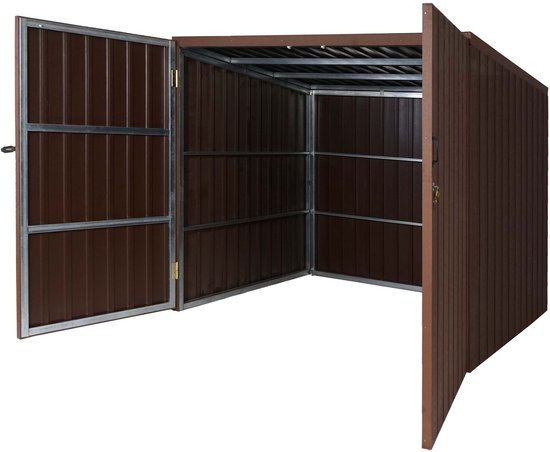 WPC fietsgarage MCW-J29, gereedschapsschuur fietsdoos, metaal hout look ...