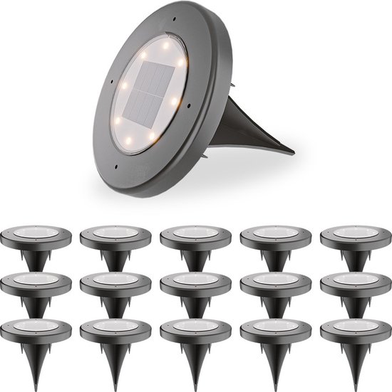 HOFTRONIC - 16x Ellis Solar Grondspots Buiten Zwart - 8 LEDs - IP65 ...