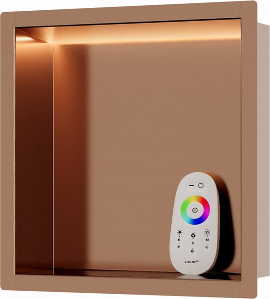 Copper RVS Inbouwnis 30x30x10cm met RGB verlichting - Inbouwnis ...