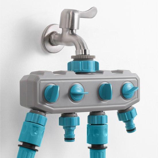 Navaris 4-weg kraanaansluiting voor tuinslang - 4 weg waterverdeler voor buitenkraan -... | bol