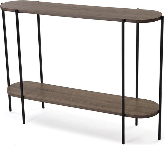 Lizzy Console Tafel - Hal Meubilair - 1 stuk - Bruin en zwart - Hout en ...