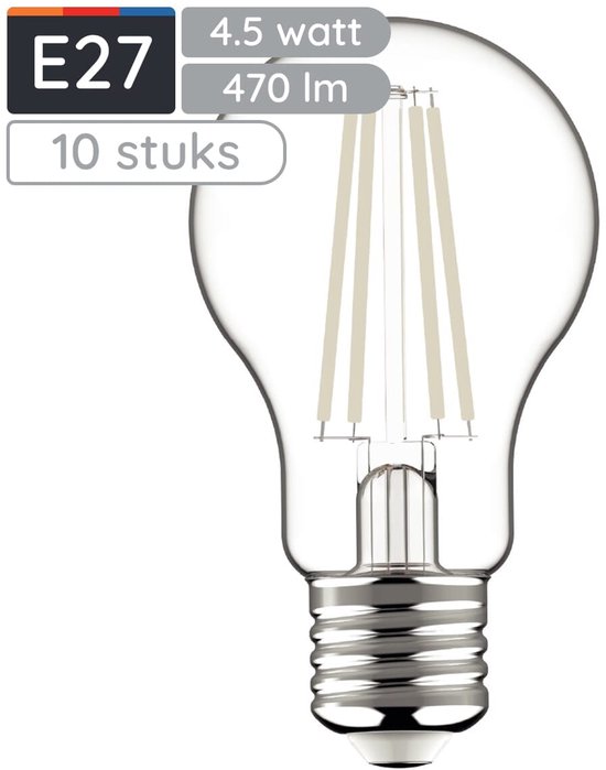 Avide E27 LED Filament Lamp 4.5W - 250lm - 2700K - Extra Warm Wit - LED Globe A60 -... | bol