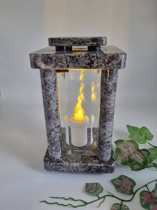 Lantaren - Graniet - Orion - LK - Glazen draai deurtje - Incl. LED ...