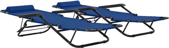 vidaXL inklapbare ligbedden set van 2 blauw | bol