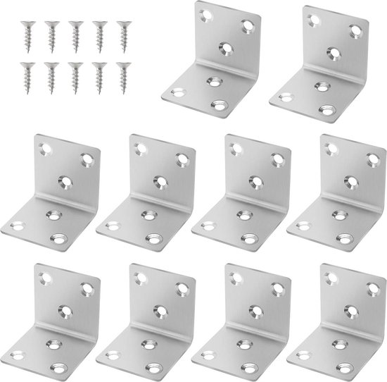 Hoekbeugels roestvrij staal 90-graden L-beugel 40x40x40mm - 20 stuks | bol