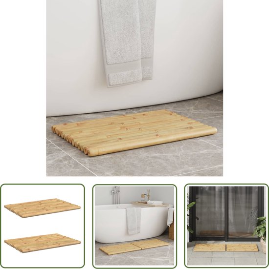 vidaXL Badmatten 2 st 50x35 cm bamboe - Bamboebadmat - Badmat Bruin ...