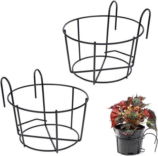 Ronde bloempotten leuningen - voor binnen en buiten - 2 stuks - staal | bol