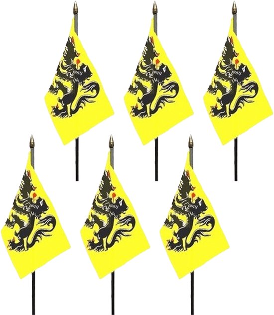 Vlaanderen - 6x - mini vlaggetje van 10 x 15 cm op stokje - Landen vlag ...
