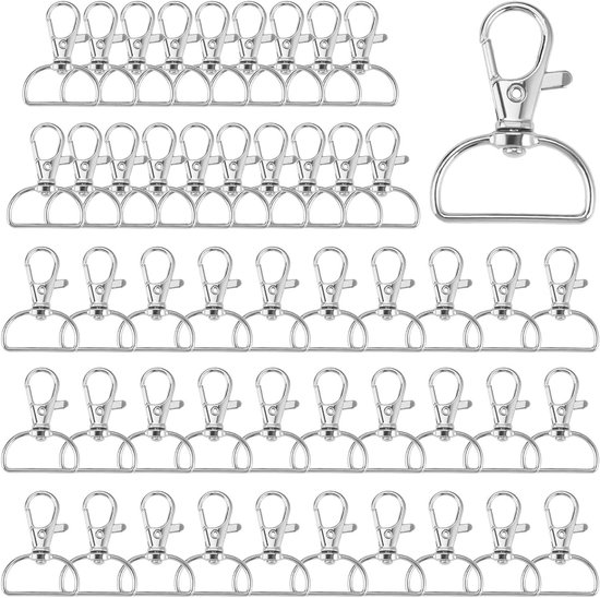 Key Chain Hooks - Pack of 50 - Rotating Keychain Carabiner with D-Ring ...