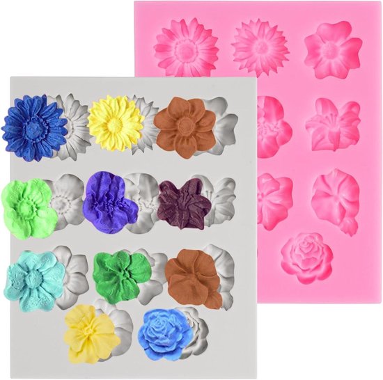 3D Silicone Mold Flowers - 2 stuks Casting Molds voor Mini Bloemen Cake ...