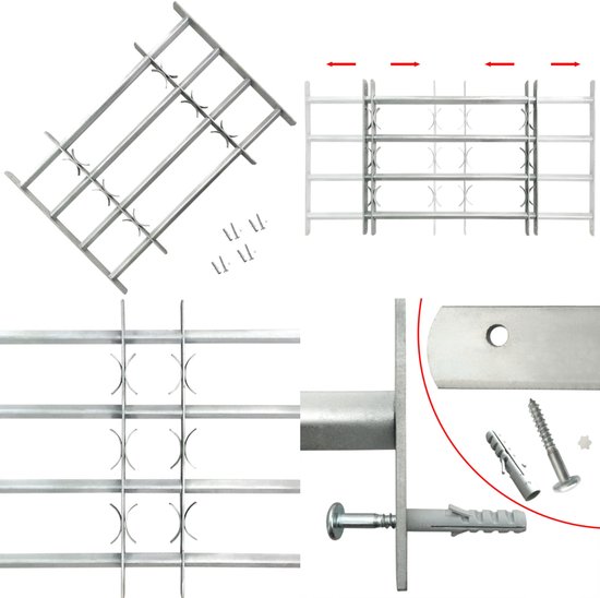 vidaXL Raambeveiliging verstelbaar met 4 dwarsstangen 500-650 mm - Raam ...