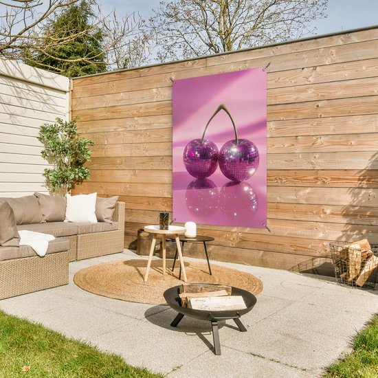 Tuinposter 80x120 cm - Tuindecoratie Glitter - Discobol - Roze - Kersen ...