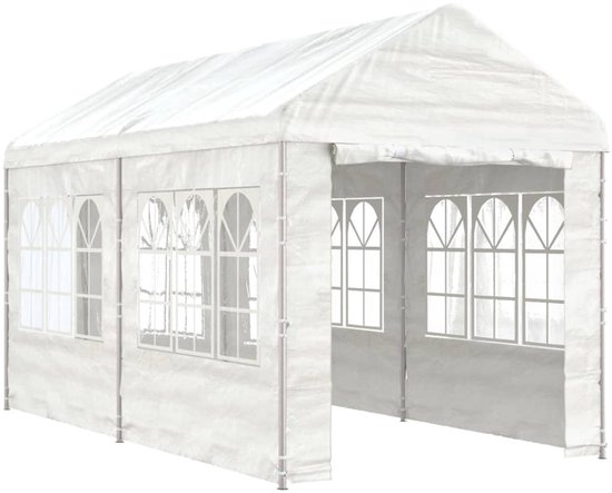 vidaXL Prieel met dak 4,46x2,28x2,69 m polyetheen wit - Prieel - Priëlen - Pergola -... | bol