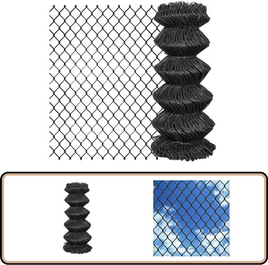 vidaXL Gaashek - 25x0,8 m - Grijs staal - PVC-coating Tuinhek - Gaashek ...