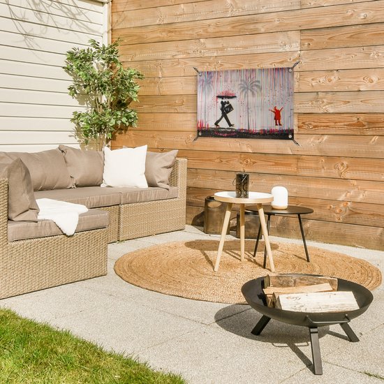 Tuinposter 60x40 cm - Tuindecoratie Regen - Graffiti - Man - Banksy Style - Poster... | bol